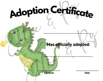 Spikey Dino Printable Stuffed Animal Adoption Certificate Downloadable ...