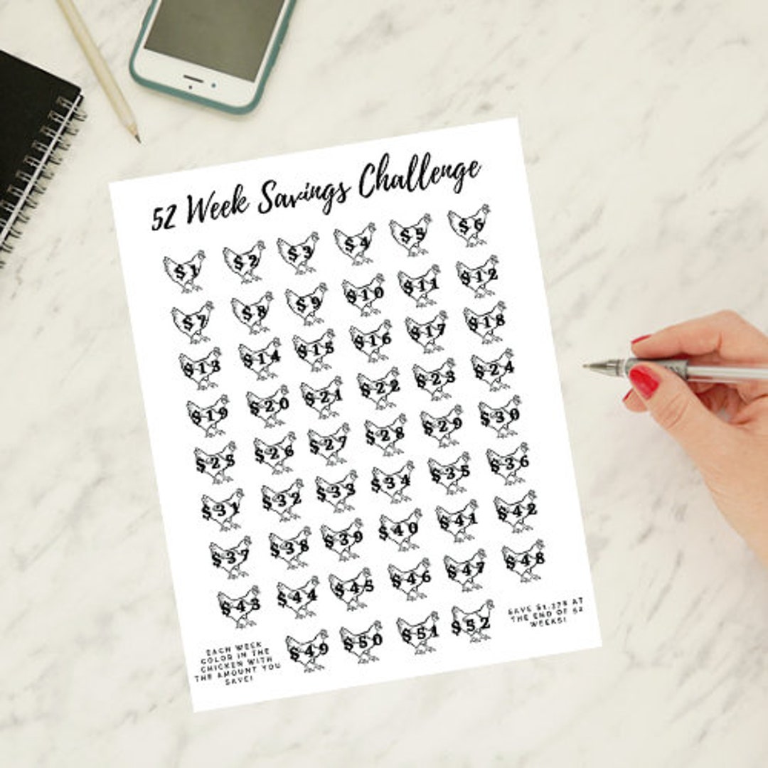 52 Week Savings Challenge Printable, Money Tracker (digital Download ...