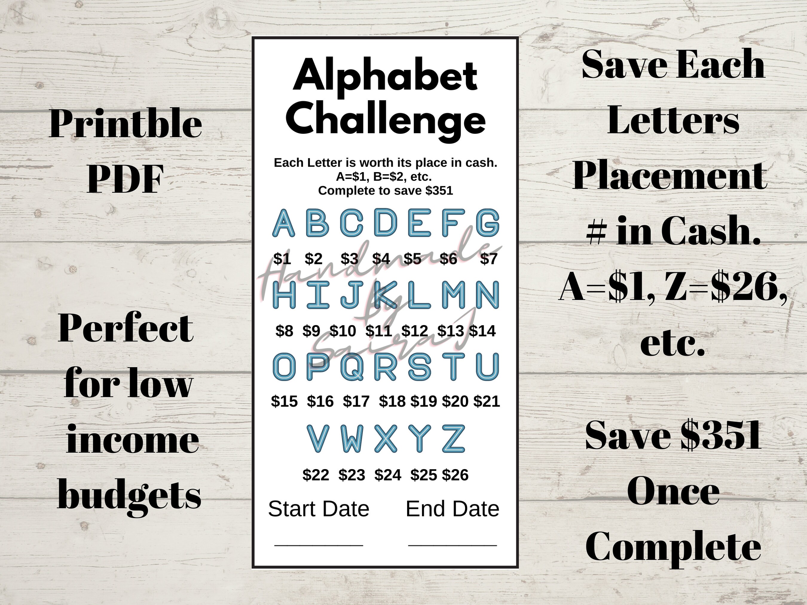 Printable A6 Alphabet Savings Challenge Envelope Insert - Etsy