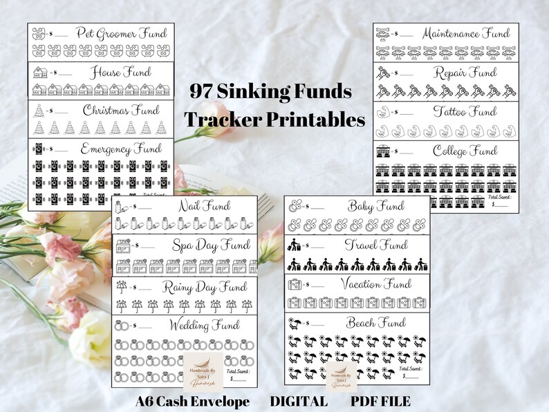 Sinking Fund Tracker Printables, 97 Savings Challenge Sheets (A6 ...