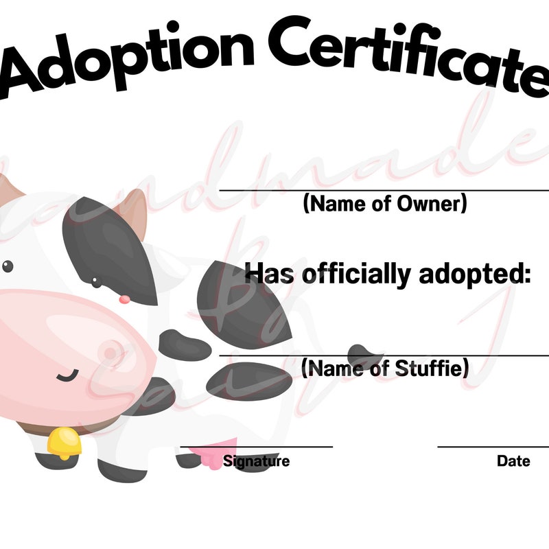 Cow Adoption Certificate - Etsy