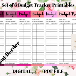 Printable Pink Themed Budget Trackers Set of 6 - Etsy
