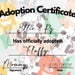Stuffy Printable Stuffed Animal Adoption Certificate Downloadable ...