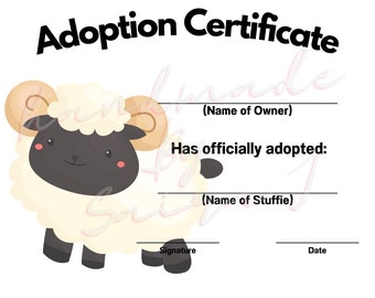Cow Printable Stuffed Animal Adoption Certificate Downloadable - Etsy
