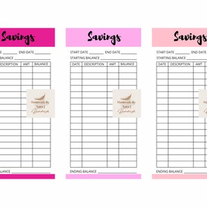 Printable Pink Themed Savings Trackers Set of 6 - Etsy