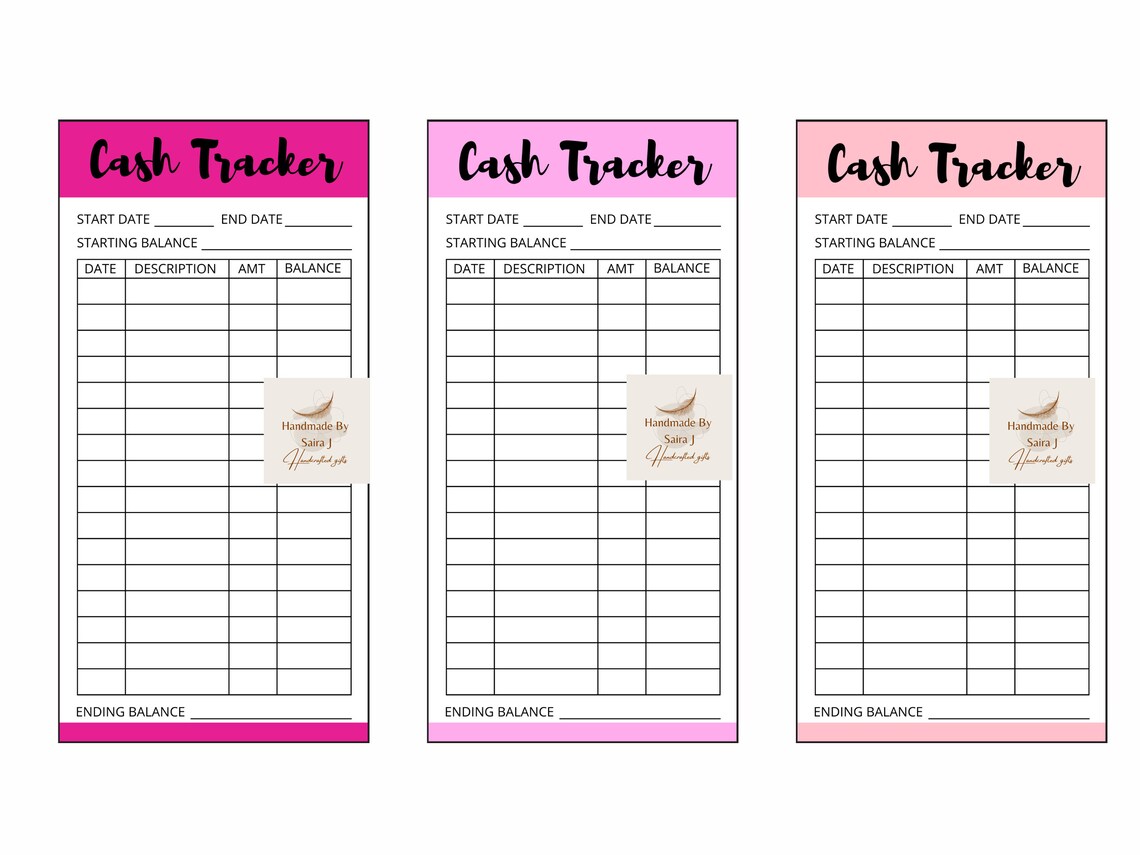 Printable Pink Themed Cash Trackers Set of 6 - Etsy UK