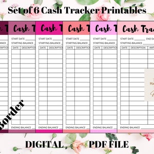 Printable Pink Themed Cash Trackers Set of 6 - Etsy UK
