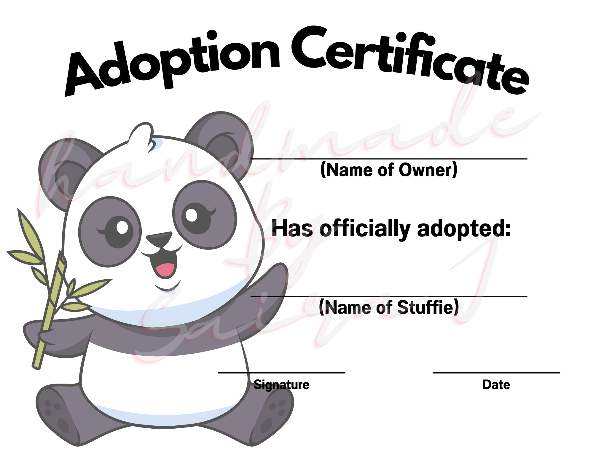 Toy Adoption Certificate Template