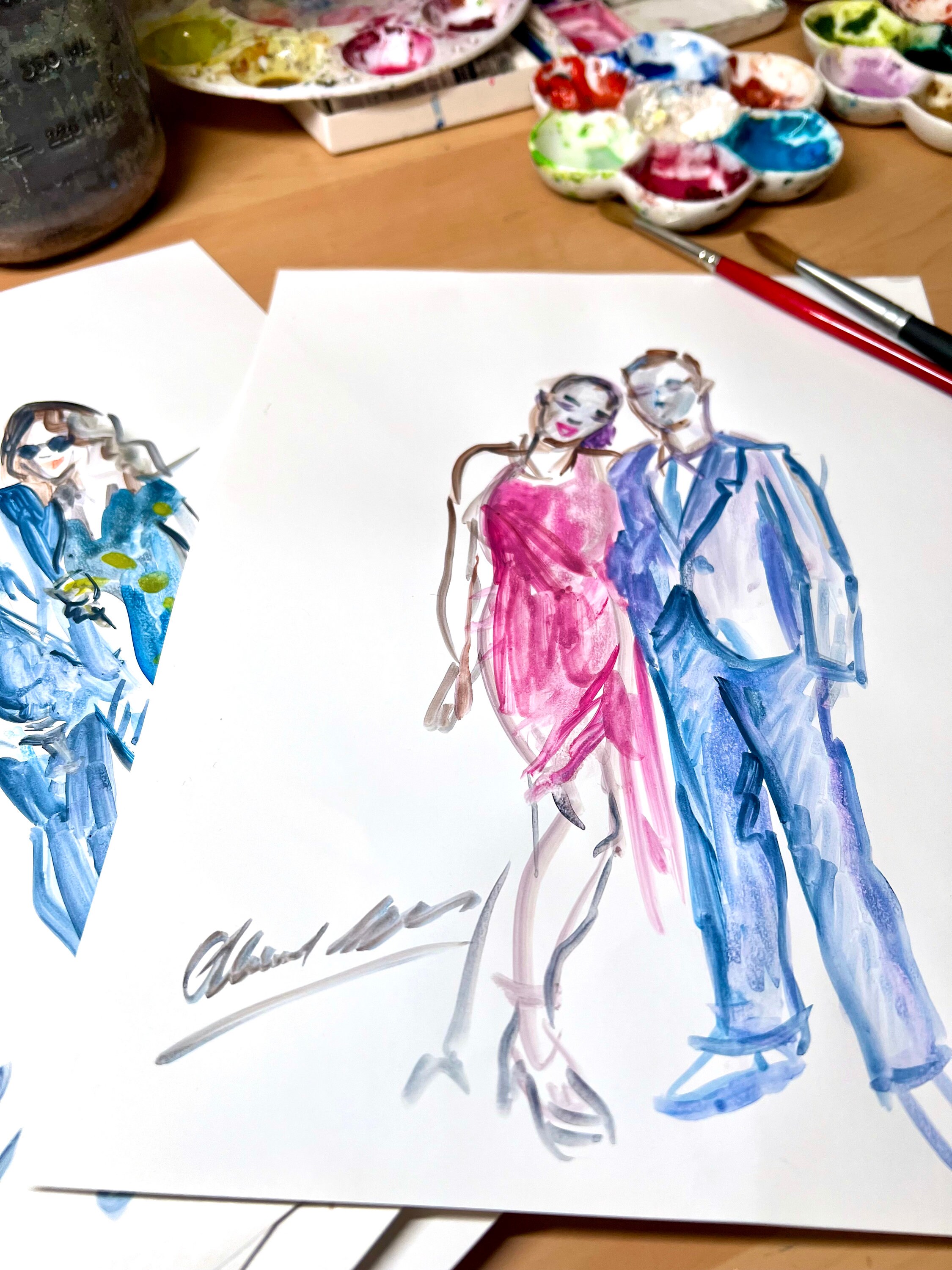 LIVE GUEST PORTRAIT, Wedding Sketching, Live Wedding Painter, Fashion ...