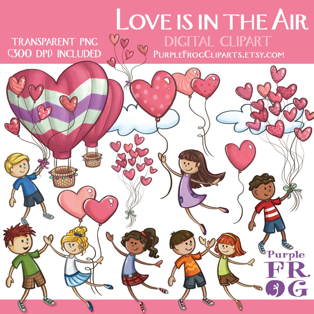 Watercolor LOVE is in the AIR - Digital Clipart, Clip Art. 20 Images ...
