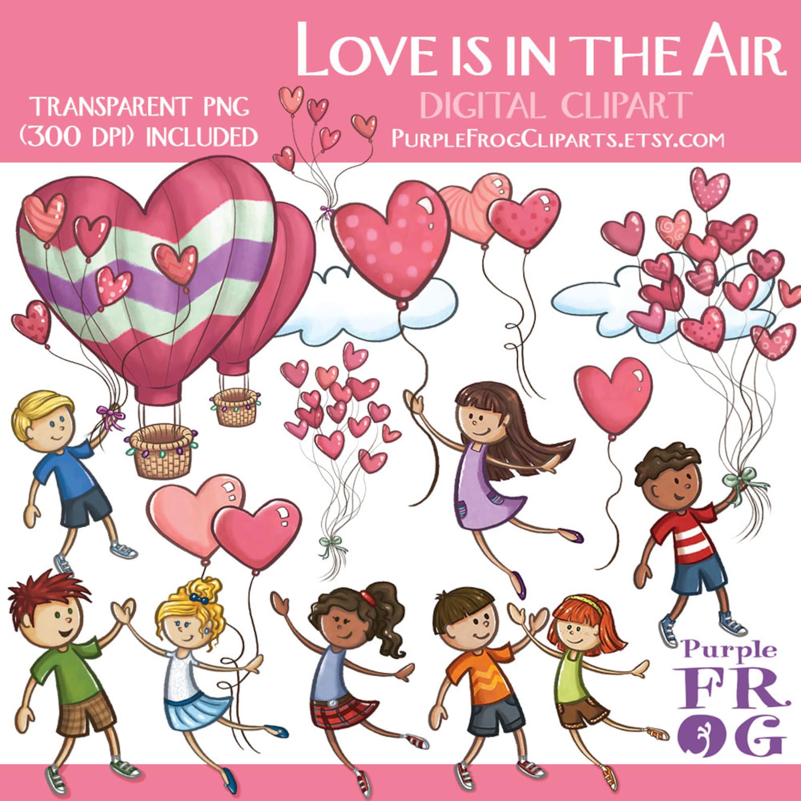 Watercolor LOVE is in the AIR - Digital Clipart, Clip Art. 20 Images ...
