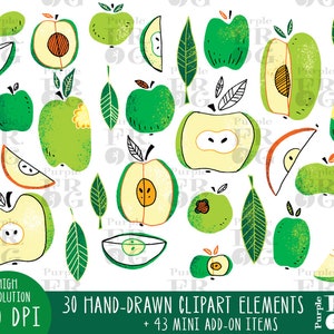 Watercolor an Apple a Day - Digital Clipart, Clip Art. 30 Healthy Fruit ...