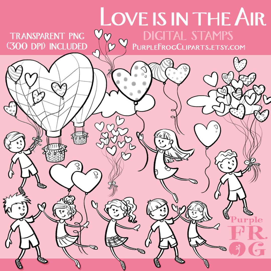 LOVE is in the AIR - Digital Stamp Set, Brushes. 20 Images, 300 Dpi ...
