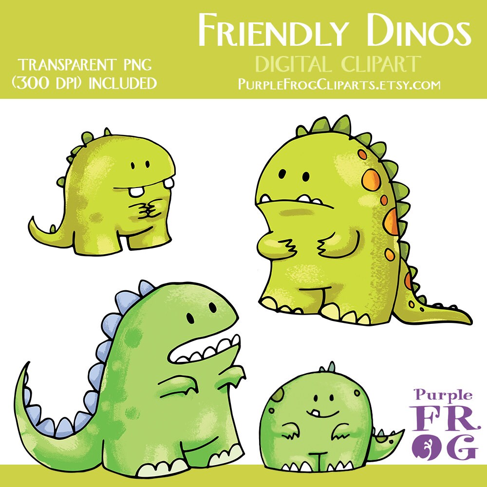 Watercolor FRIENDLY DINOS - Digital Clipart, Clip Art. 11 Images, 300 ...