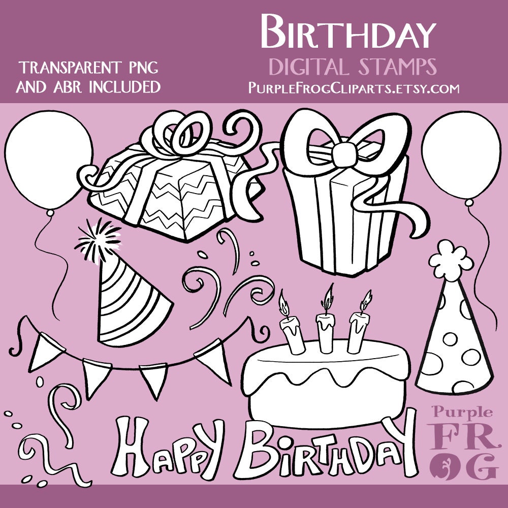 BIRTHDAY Digital Stamp Set Brushes. 11 Images 300 Dpi. - Etsy Ireland