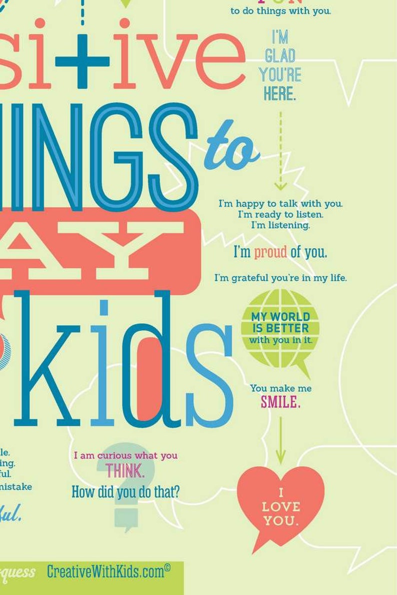 Print at Home - 64 Positive Things to Say to Kids Printable | Positive ...