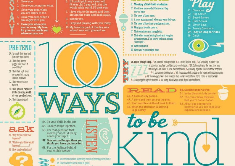 Print at Home - 100 Ways to Be Kind to Your Child Digital Download ...