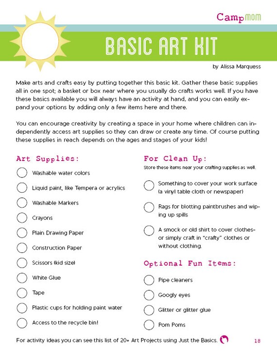 Summer Camp Activities List