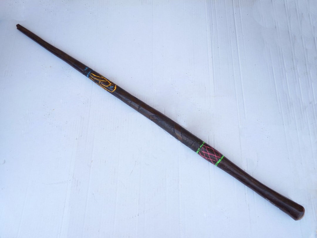 Antique African Hand-carved Wooden Staff Walking Stick, Animal and ...