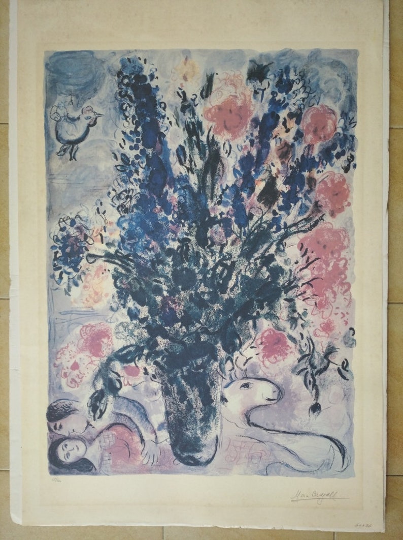 Marc Chagall Signed Colored Limited Edition Lithographic Reproduction ...