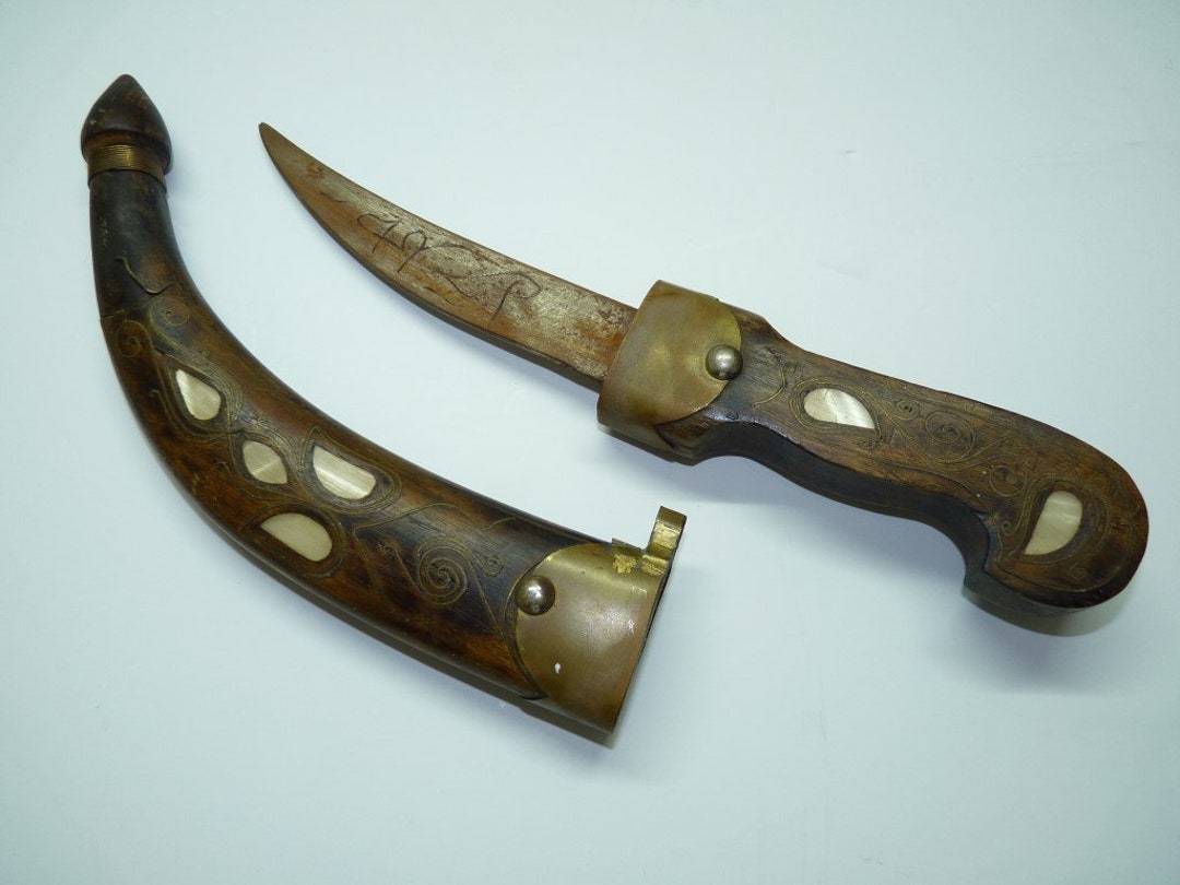 Antique 19C Shibriya Dagger, Islamic Calligraphy Marked, Pearlmother ...