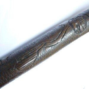 Antique African Hand-carved Wooden Staff Walking Stick, Animal and ...