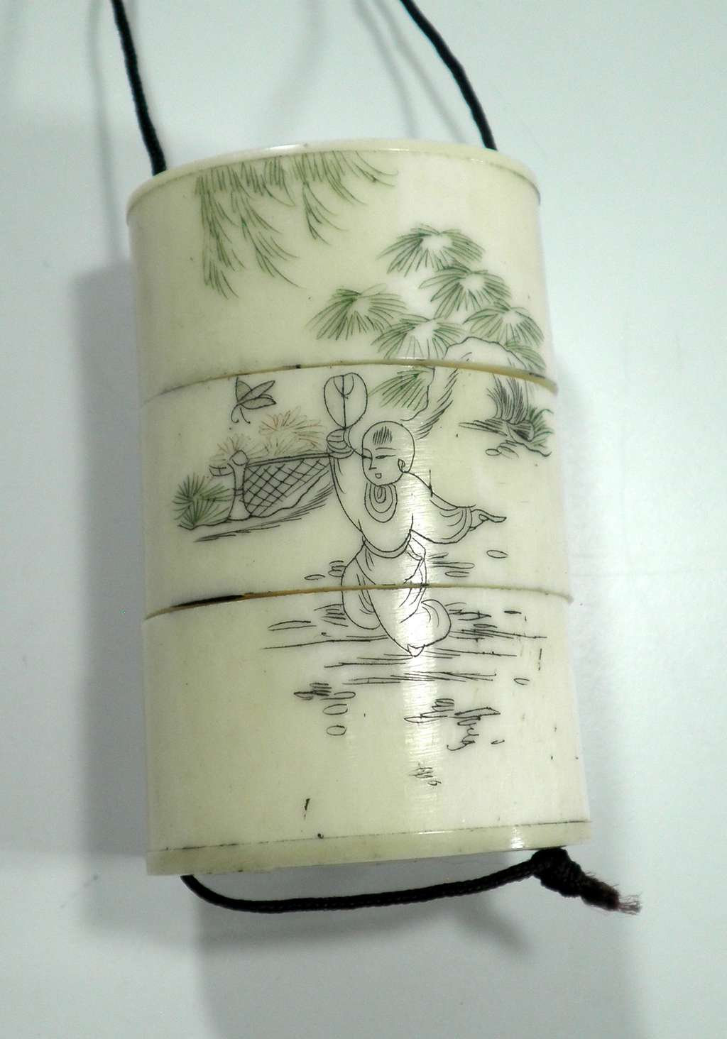 Vintage Early 20C Japanese Hand-carved Cattle Bone Inro W/ Ojime, Hand ...