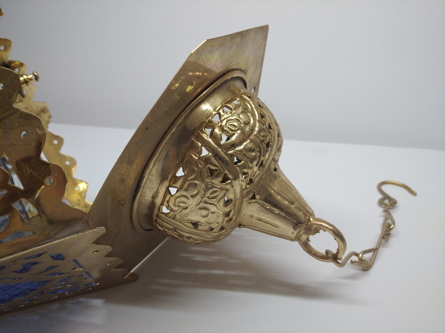Vintage North African Islamic Ceiling Hanging Light, Bright Brass, H 30 ...