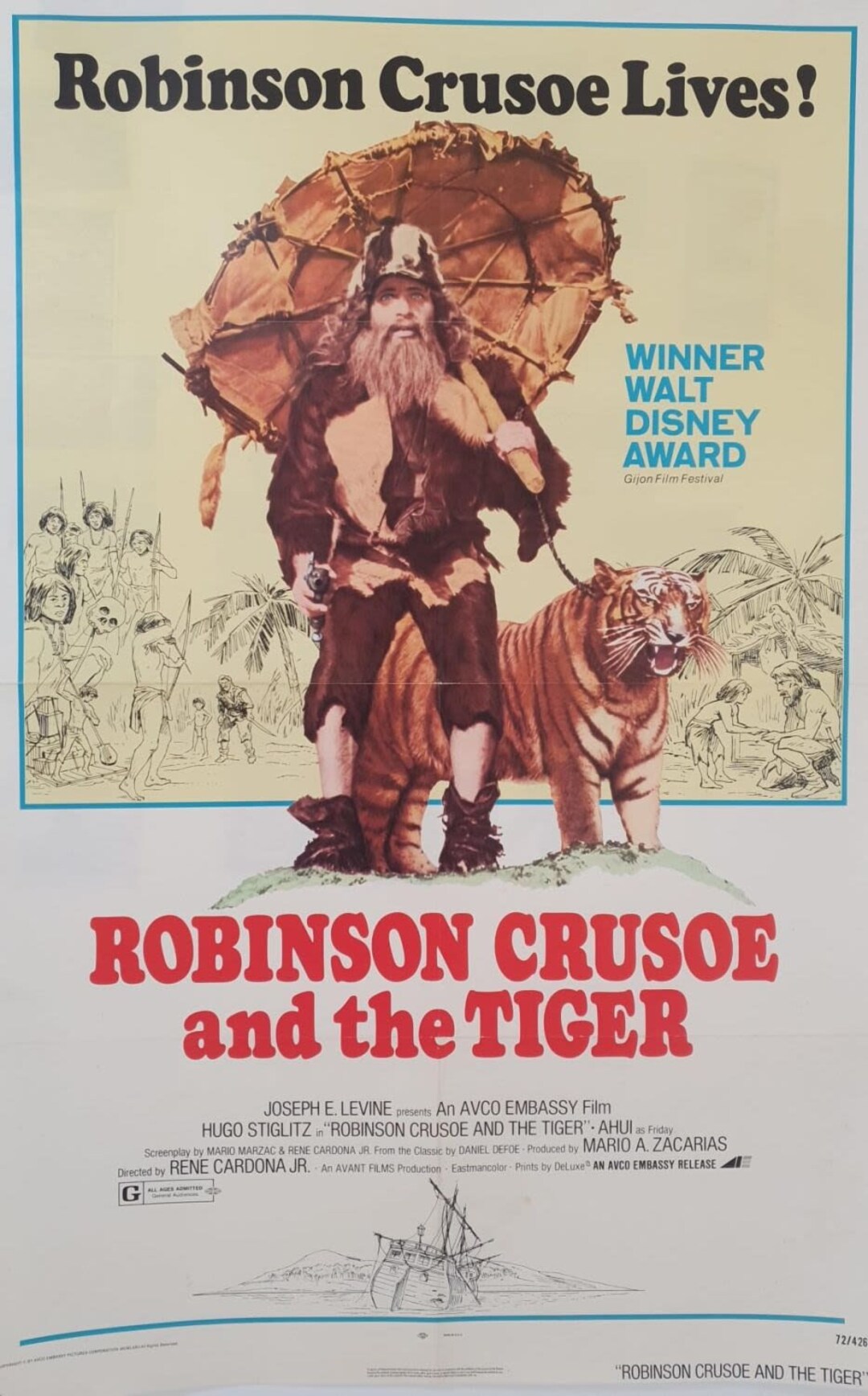 Rare Vintage 1972 Film Poster, Robinson Crusoe and the Tiger, Walt ...