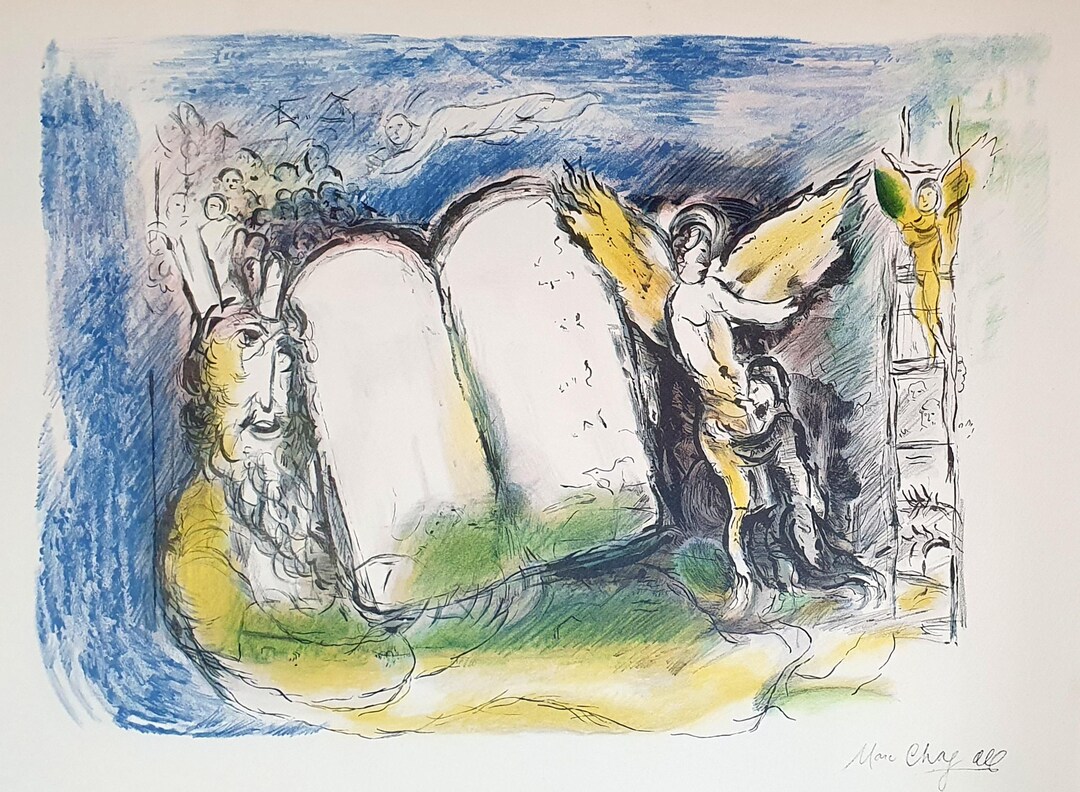 Marc Chagall Signed Lithographic Limited Edition Reproduction, Moses ...