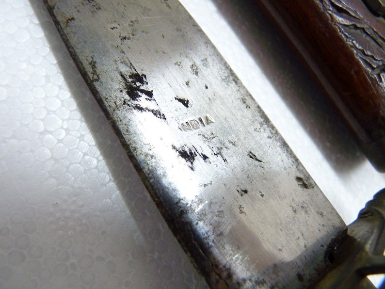 Vintage Shibriya Dagger, Carved Ornamented Wooden Handle & Sheath With ...