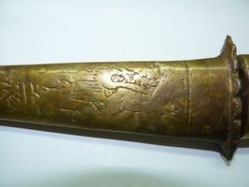 Antique Islamic Brass Shibriya Dagger Arabic Writing Islamic Figure, L ...
