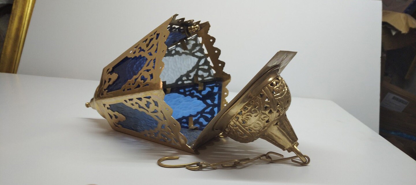 Vintage North African Islamic Ceiling Hanging Light, Bright Brass, H 30 ...
