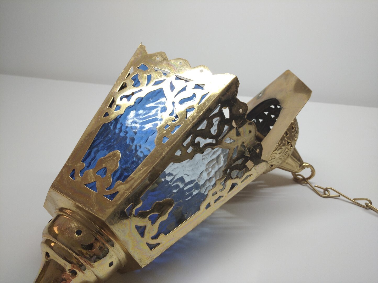 Vintage North African Islamic Ceiling Hanging Light, Bright Brass, H 30 ...