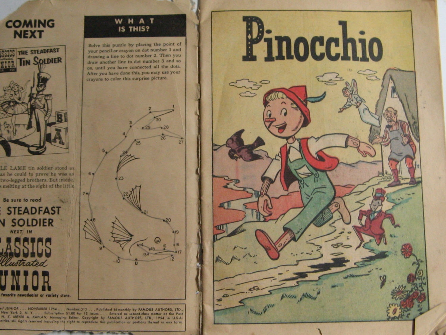 Vintage 1954 Original #513 Pinocchio Classics Illustrated Junior, New ...