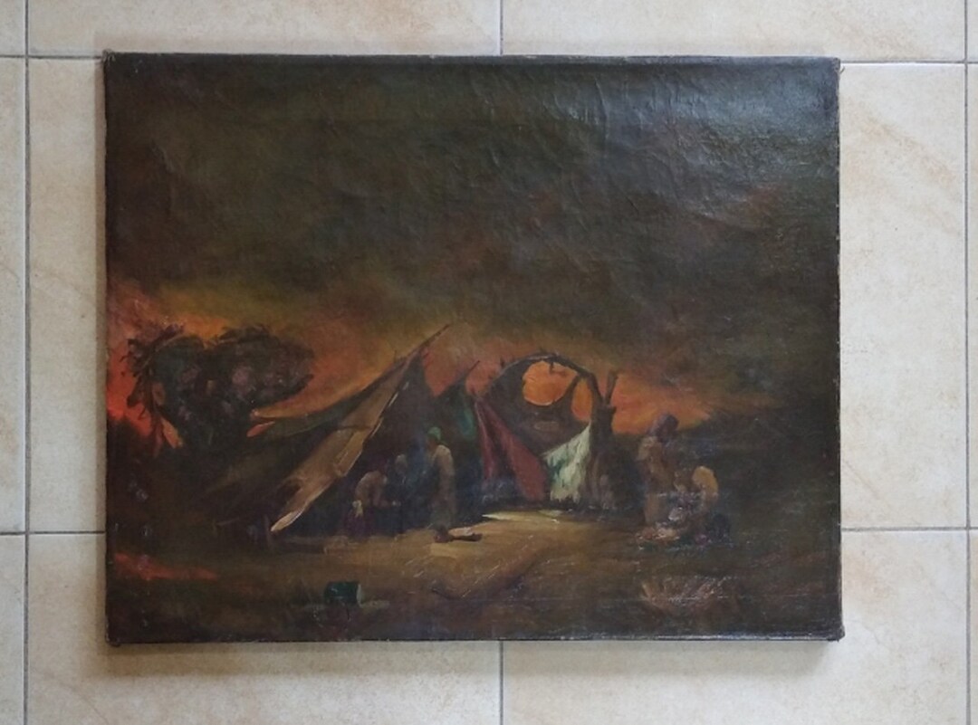 Antique Signed Rich Oil Painting, Gypsy Tent Encampment, 40 X 50 Cm - Etsy