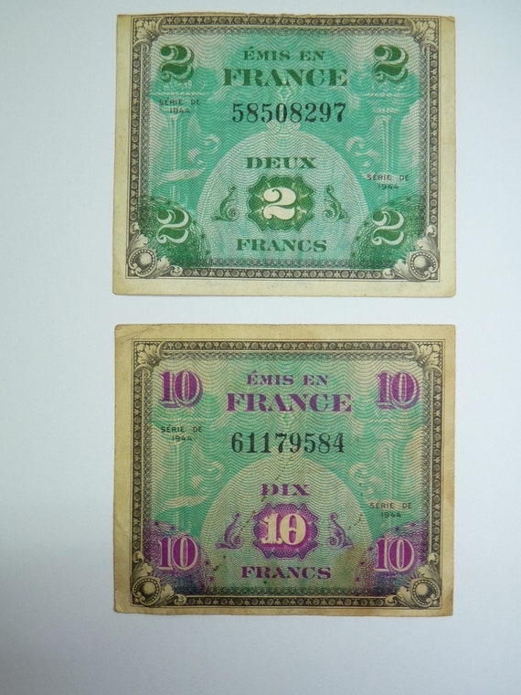 Lot 2 Vintage French Military Currency 1944 Banknotes WW2 2 - Etsy