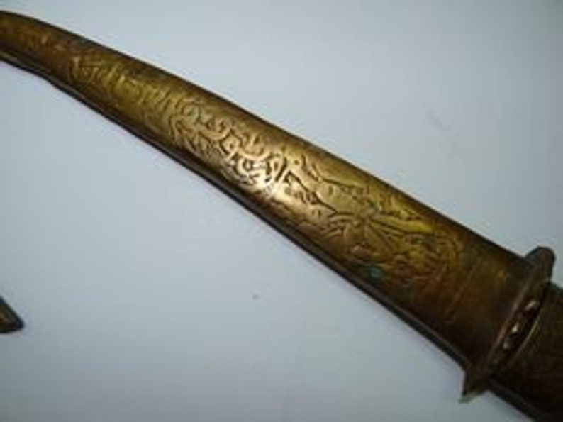 Antique Islamic Brass Shibriya Dagger Arabic Writing Islamic Figure, L ...