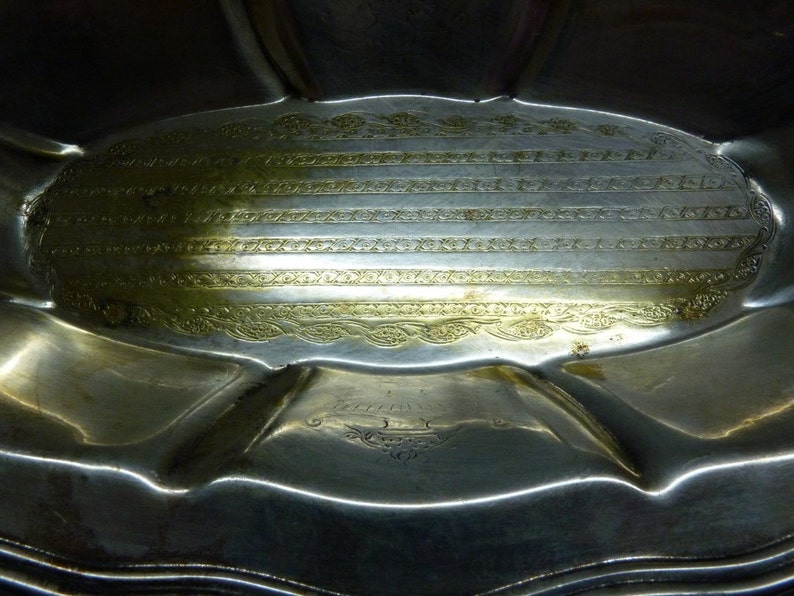 Fine Antique Canadian Silver-plated Viking Plate EP Brass Dish Scrolled ...