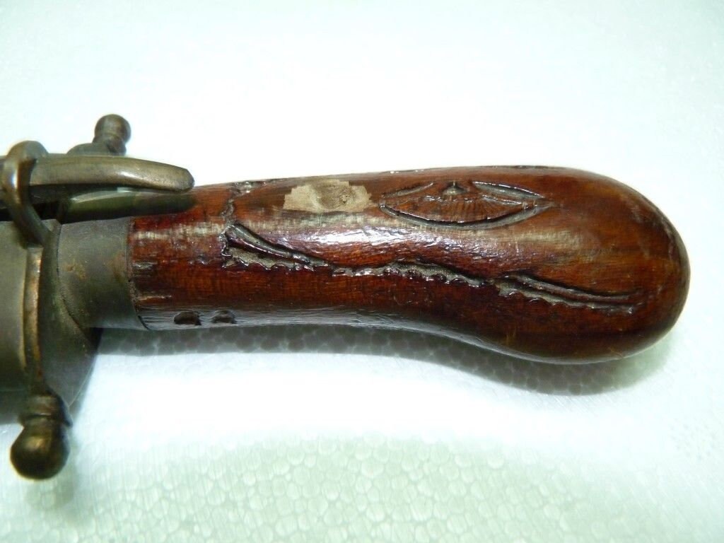 Vintage Shibriya Dagger, Carved Ornamented Wooden Handle & Sheath With ...