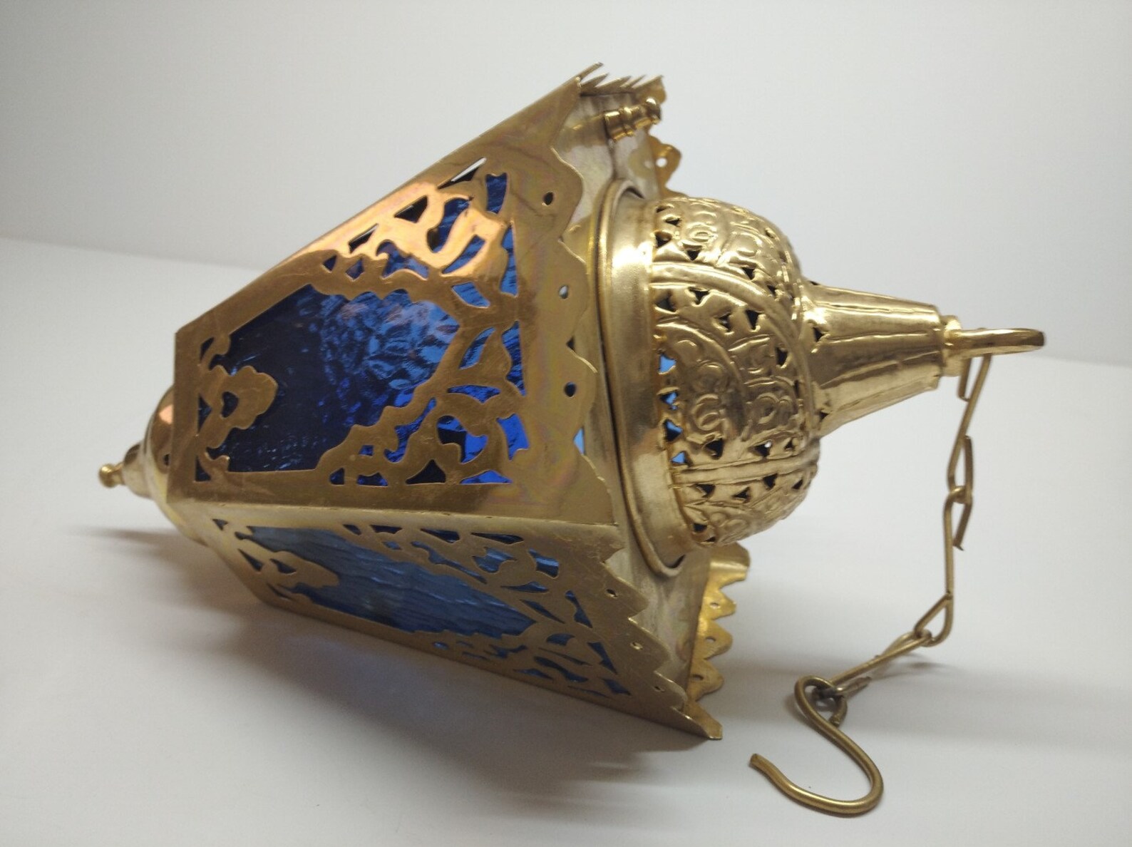 Vintage North African Islamic Ceiling Hanging Light, Bright Brass, H 30 ...