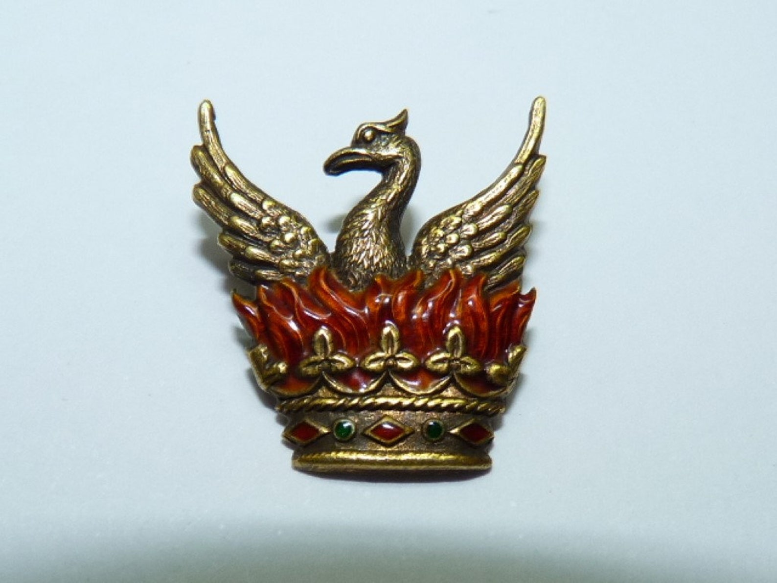Vintage Brass Enamel Egyptian Army Emblem Badge Sphinx Eagle of Saladin ...
