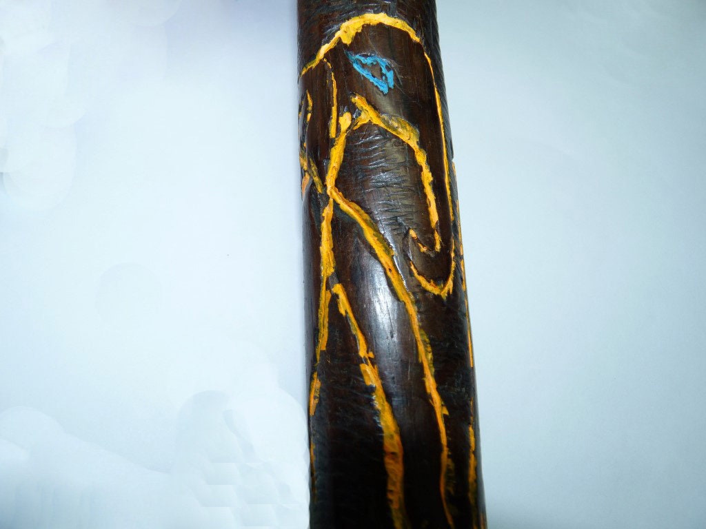 Antique African Hand-carved Wooden Staff Walking Stick, Animal and ...