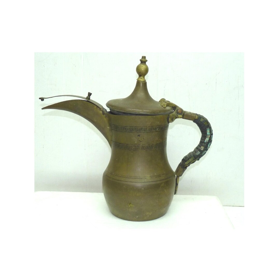 Antique Large Brass Islamic Bedouin Dallah Coffee Pot, Arabesque ...
