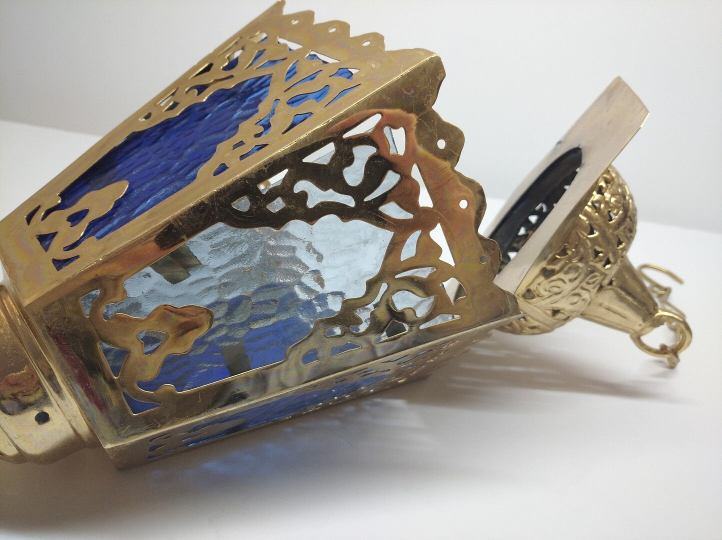 Vintage North African Islamic Ceiling Hanging Light, Bright Brass, H 30 ...