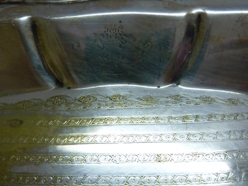 Fine Antique Canadian Silver-plated Viking Plate EP Brass Dish Scrolled ...