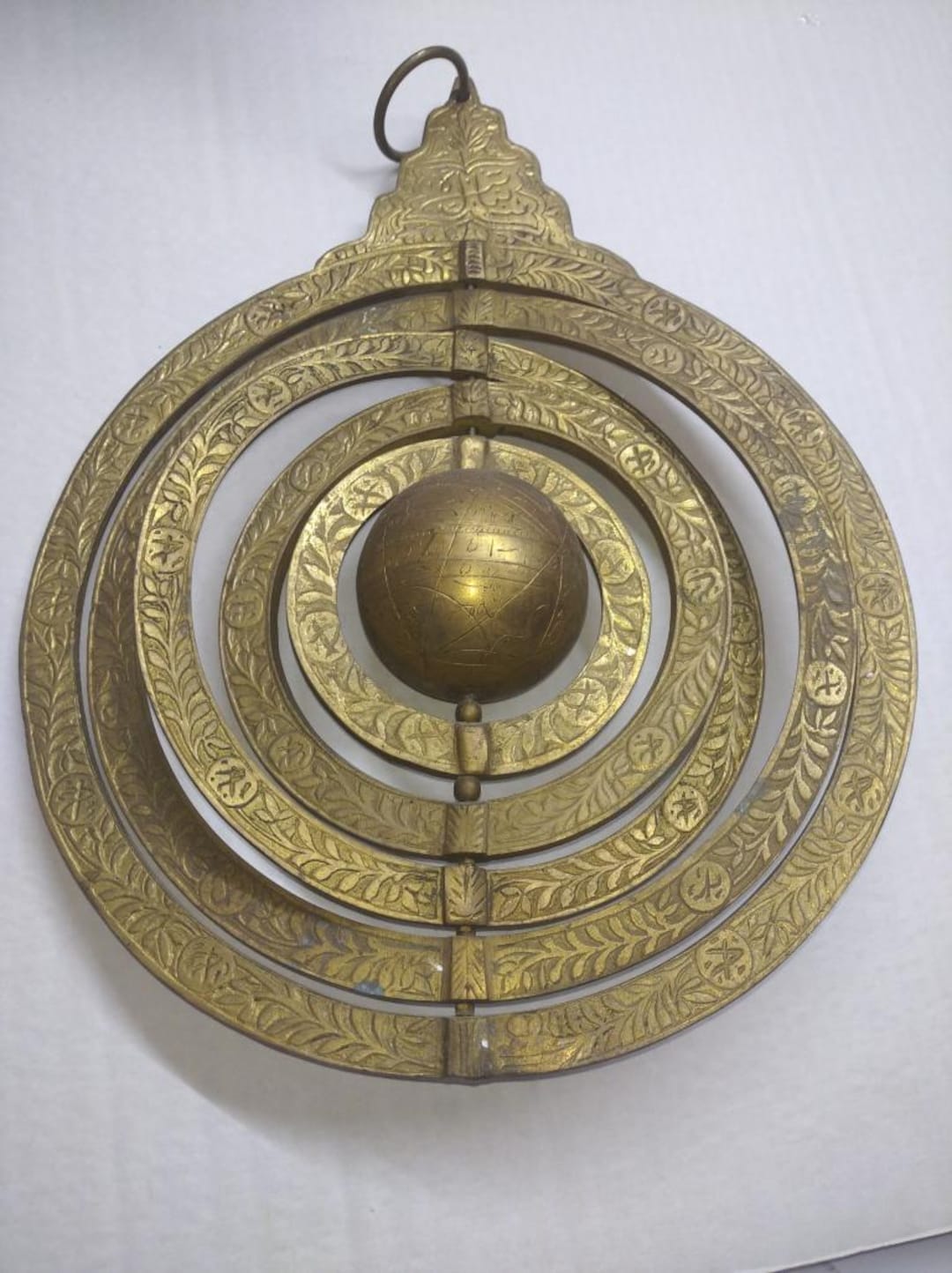 Antique Brass Islamic Astrolabe, Arabesque Calligraphy, 5 Kinetic ...