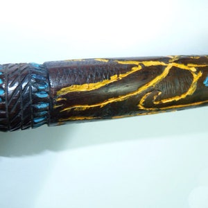 Antique African Hand-carved Wooden Staff Walking Stick, Animal and ...