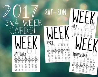 Printable 2016 Numbered Week Cards With Monthly Calendar, Sunday to ...