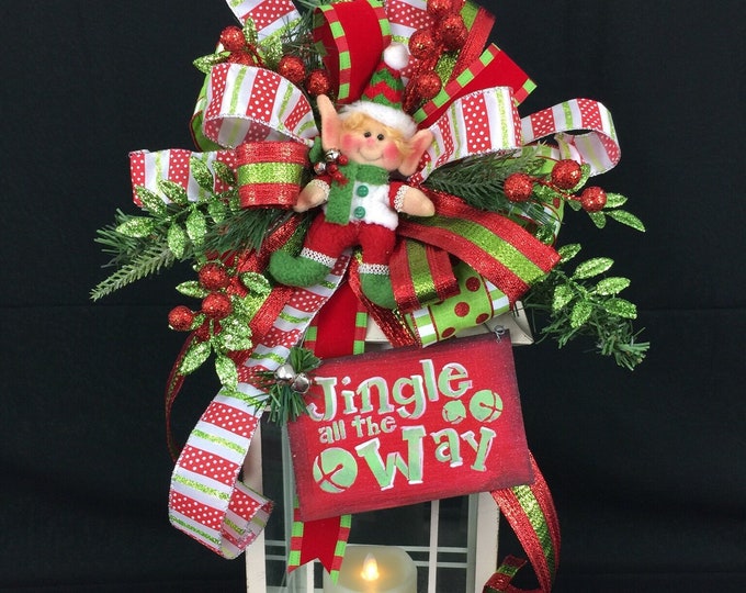 Elf Swag, Christmas Elf Decoration, Christmas Tree Topper Bow, Elf Sign ...